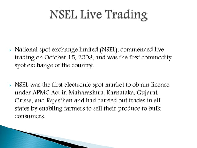NSEL: Chronology Of Events | PPTX