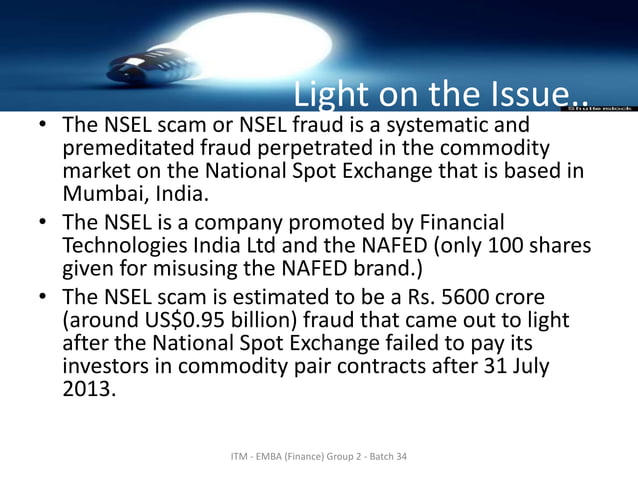 NSEL Spot Exchange Scam | PPT