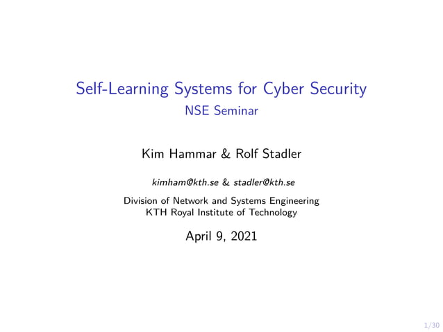 Self-learning systems for cyber security | PPT