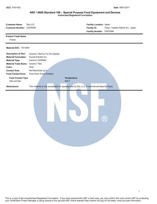 Nsf certifikat | PDF