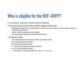 NSF-GRFP: What you need to know (2020) | PPT