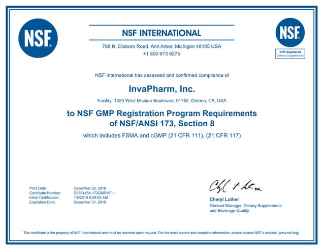NSF Assessment Certificate | PDF