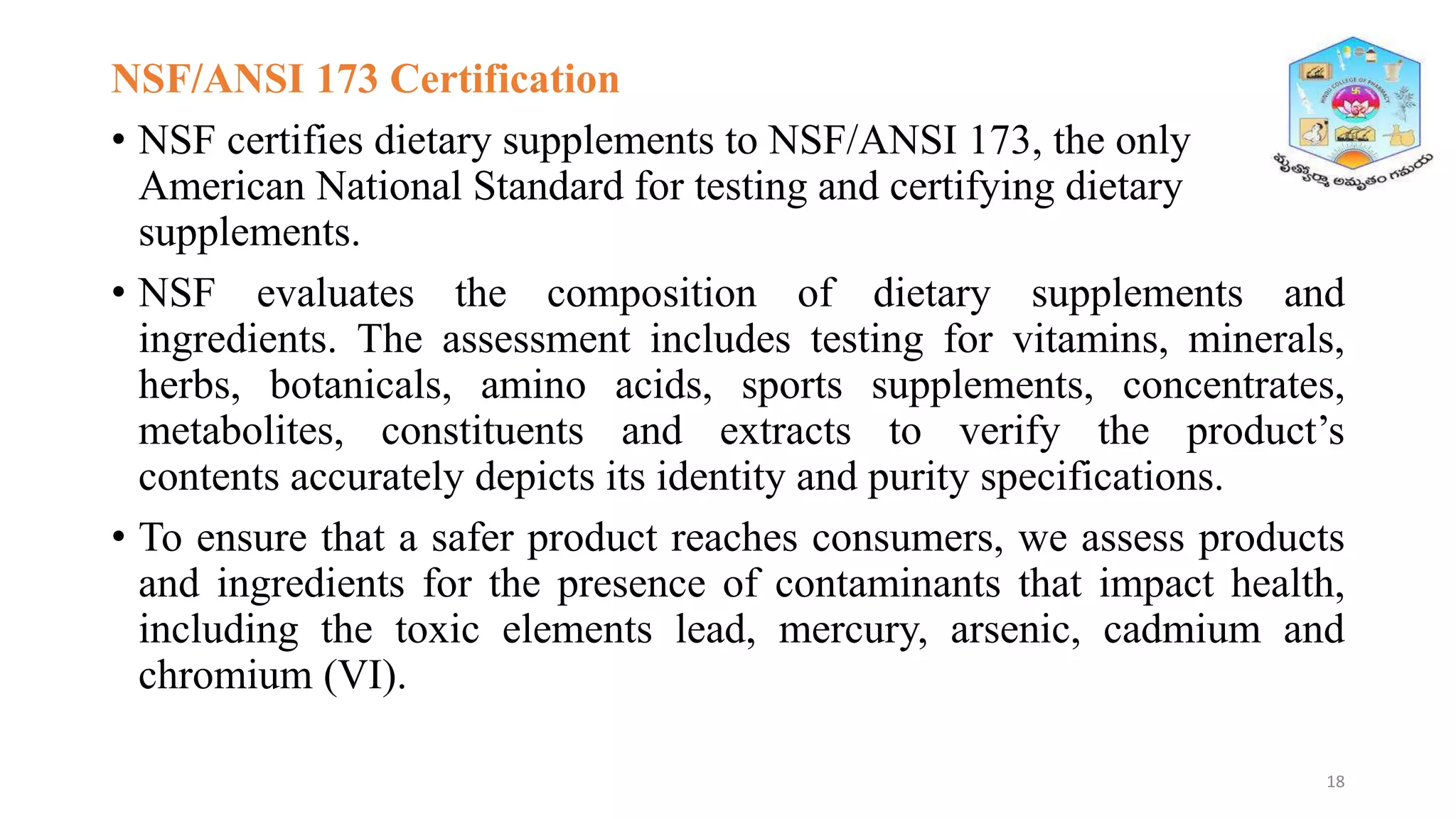 NSF International and its role in Dietary supplements & Nutraceutical ...