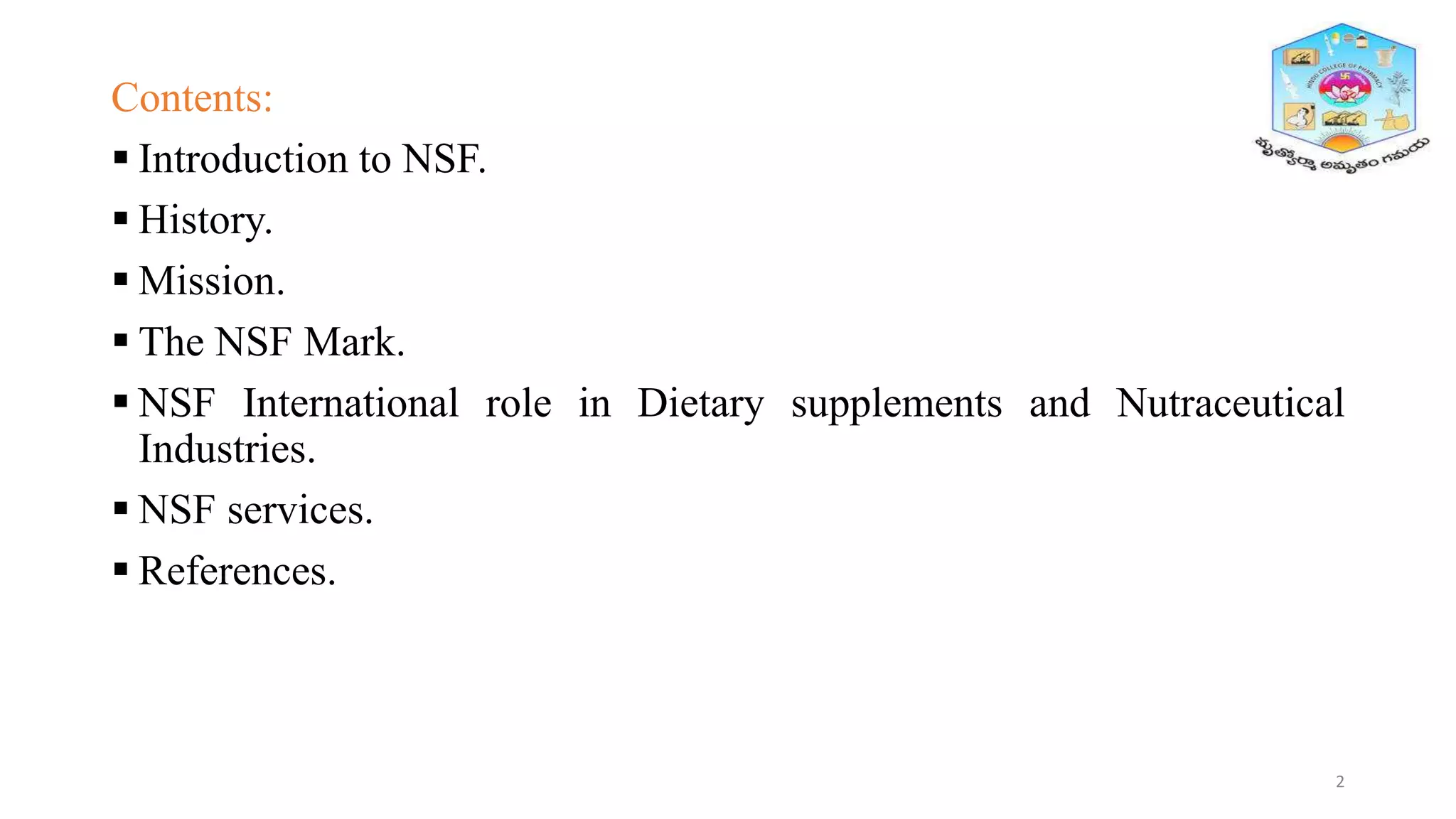 NSF International and its role in Dietary supplements & Nutraceutical ...