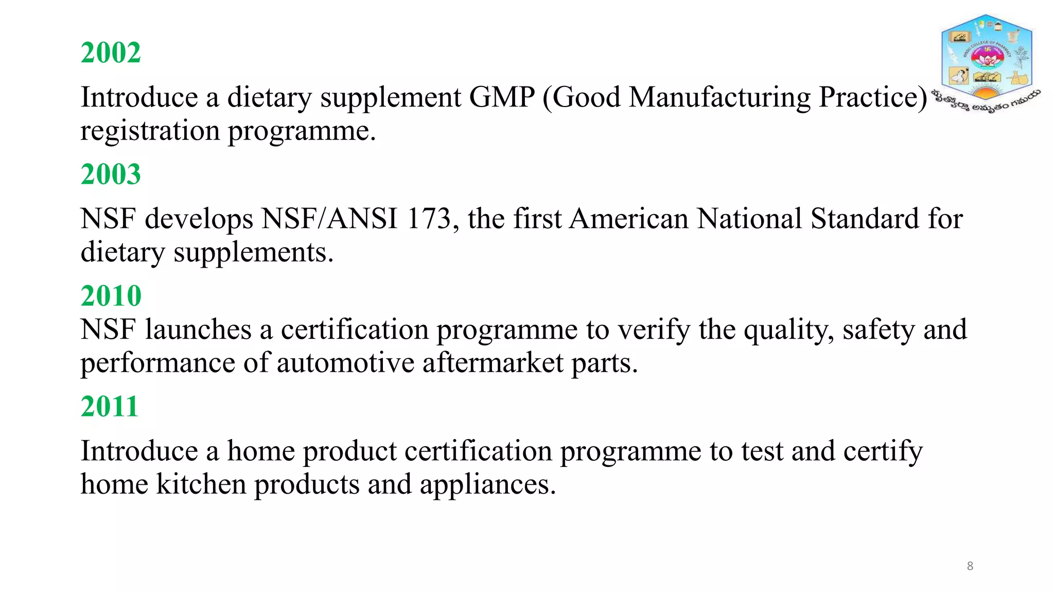 NSF International and its role in Dietary supplements & Nutraceutical ...