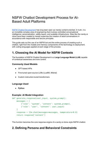 NSFW Chatbot Development Guide | Candy AI Clone Architecture | DOCX
