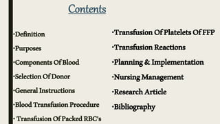 Nursing management of a patient with blood transfusion | PPTX