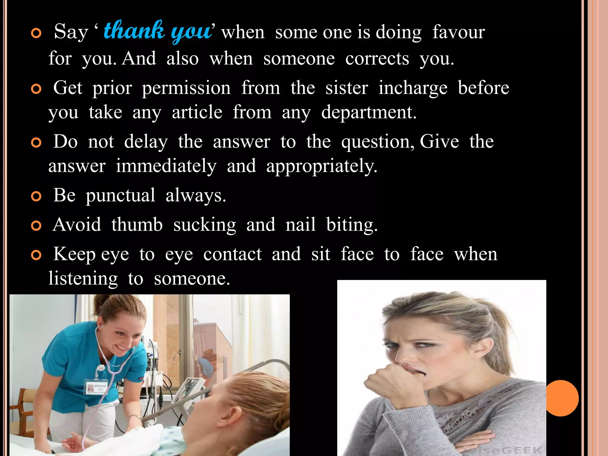 Professional etiquettes for Nurses | PDF