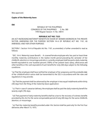 the maternity benefit leave vs the expanded maternity law | DOCX