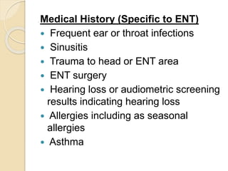 Nursing Assessment of ENT cases | PPTX