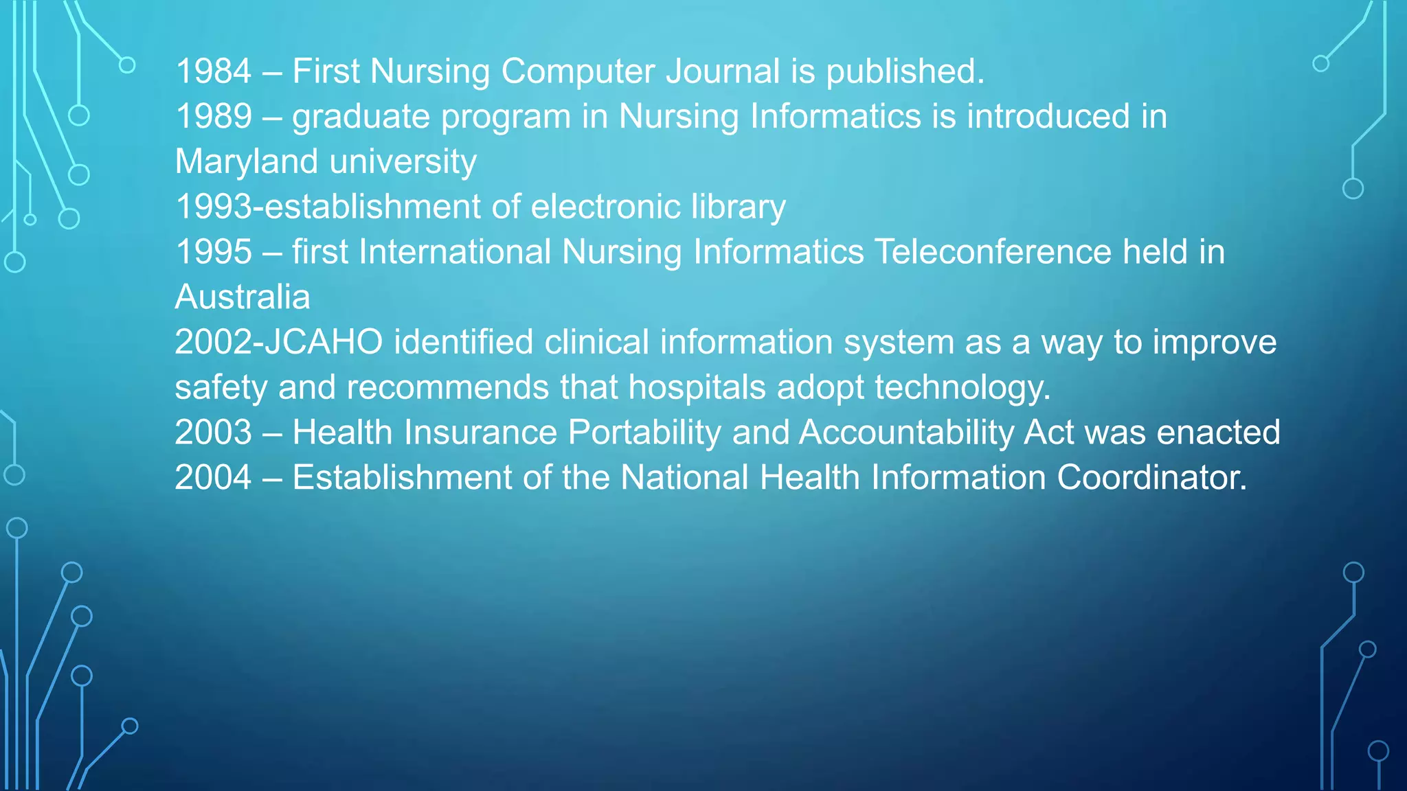 Nursing Informatics historical perspective | PPTX