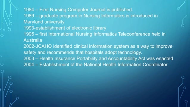 Nursing Informatics historical perspective | PPTX