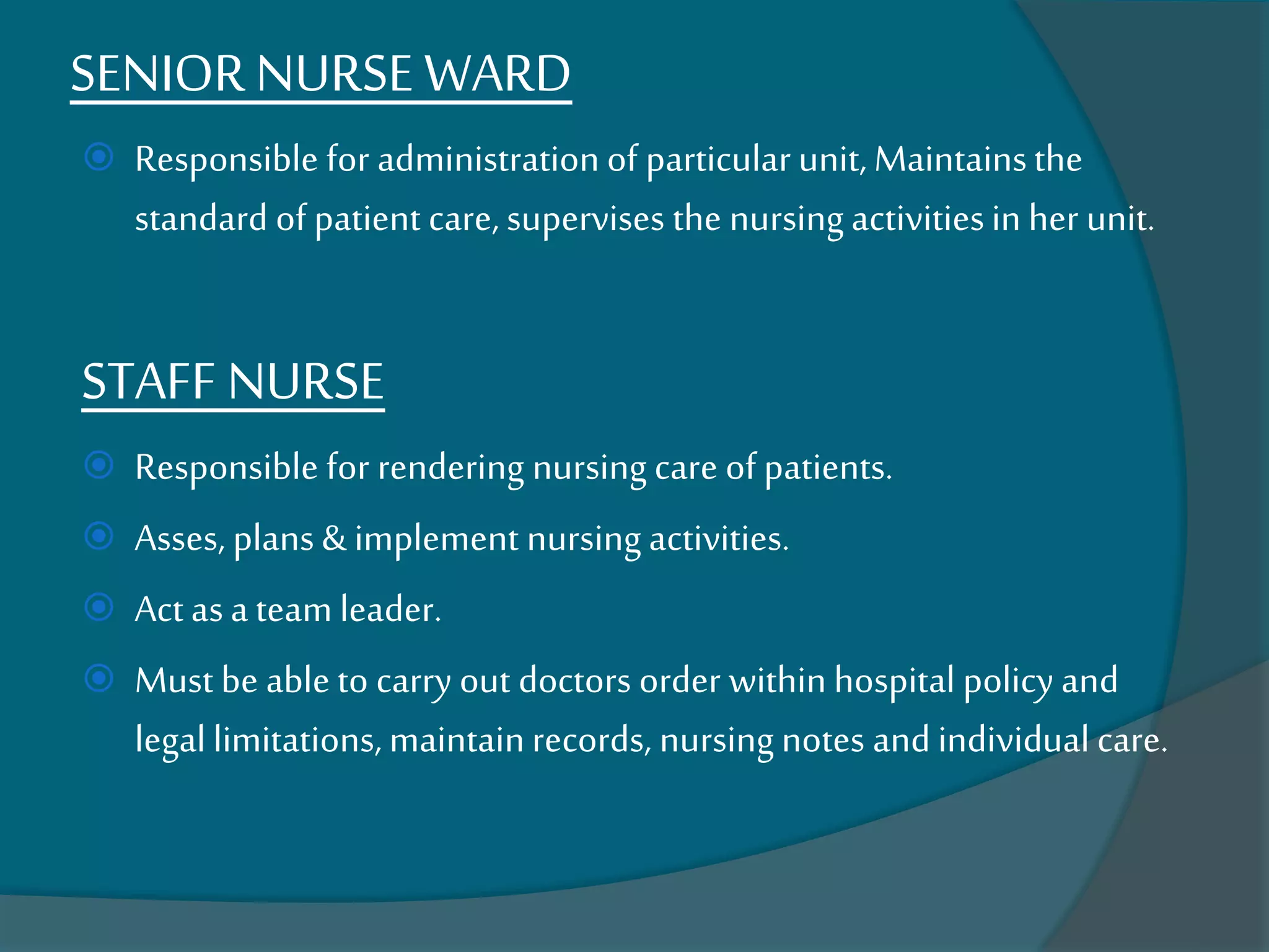 NURSING CARE AND NURSING WARD MANAGEMENT | PPTX