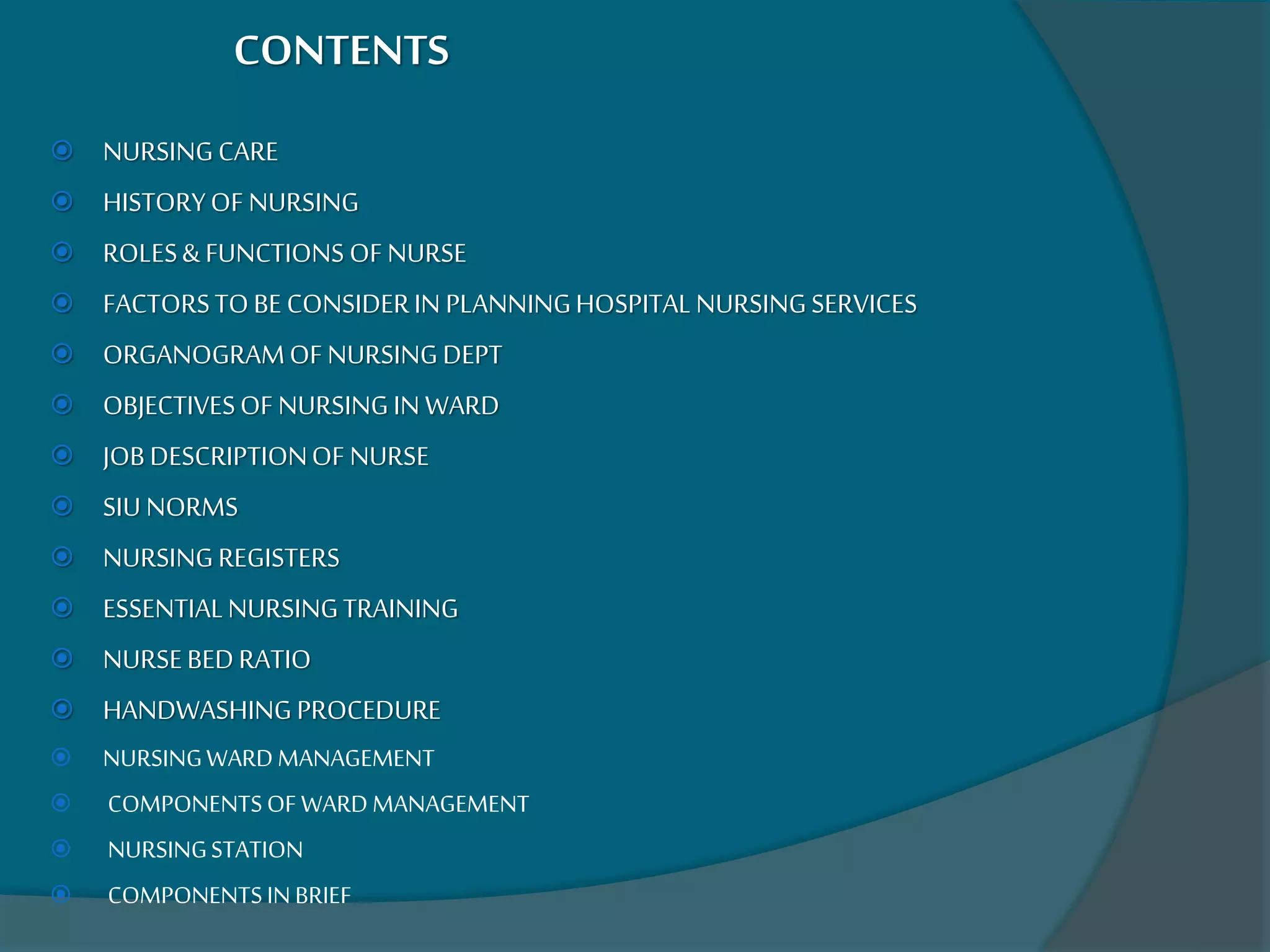 NURSING CARE AND NURSING WARD MANAGEMENT | PPTX