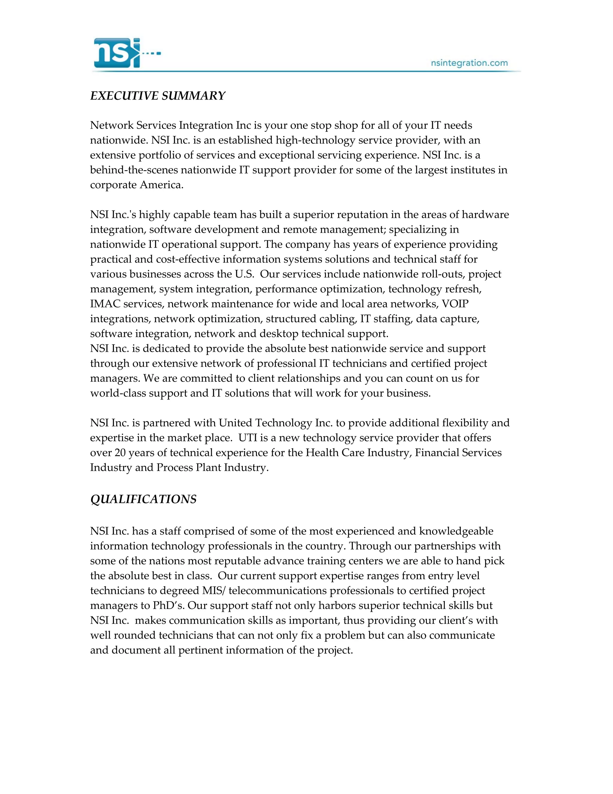 NSI Presentation | PDF | IT and Internet Support | Internet
