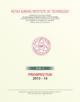 Nsit prospectus 2013 14 | PDF