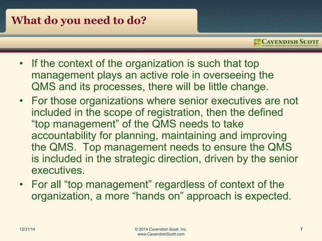 ISO 9001 2015 DIS 5.0 Leadership 12-31-14 | PPT