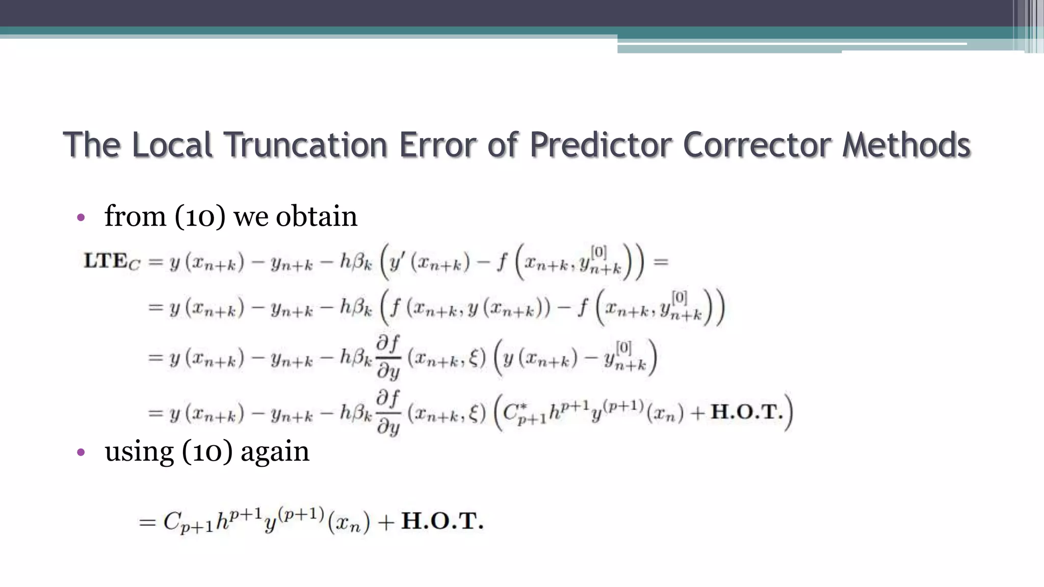 Milnes Predictor Corrector Method Pptx