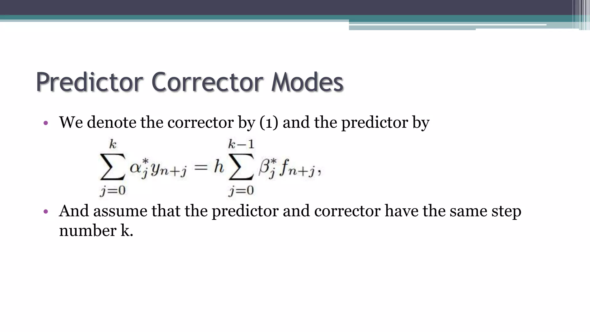 Milnes Predictor Corrector Method Ppt