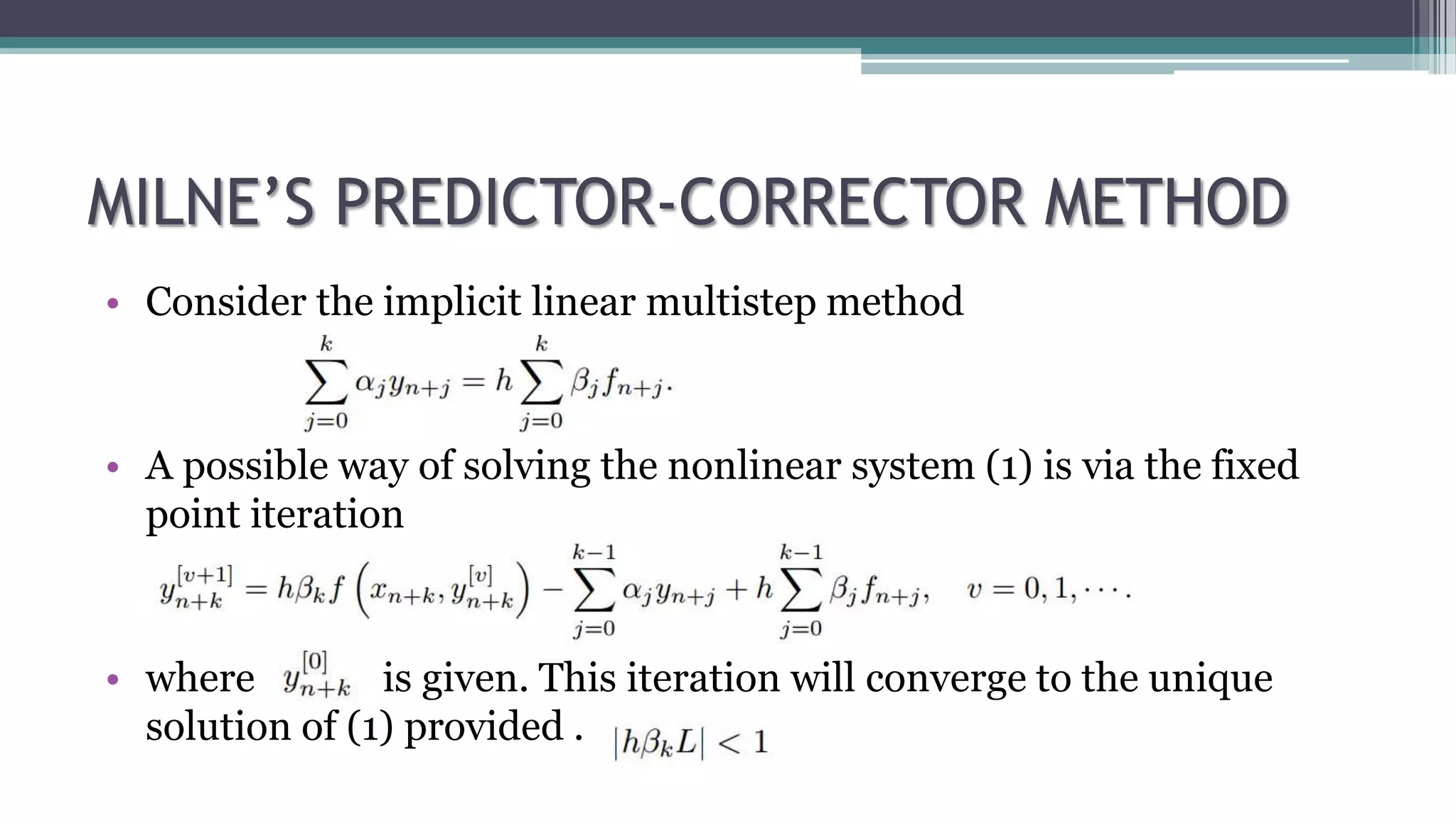 Milne S Predictor Corrector Method