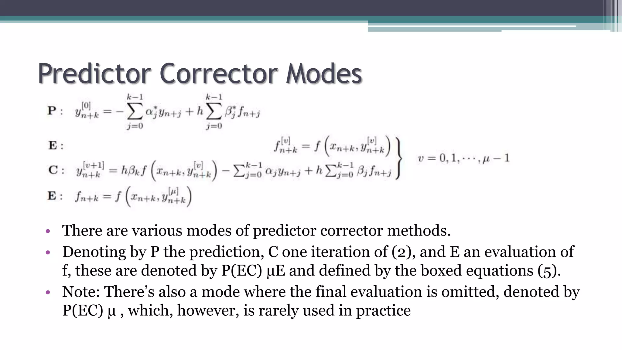 Milne S Predictor Corrector Method