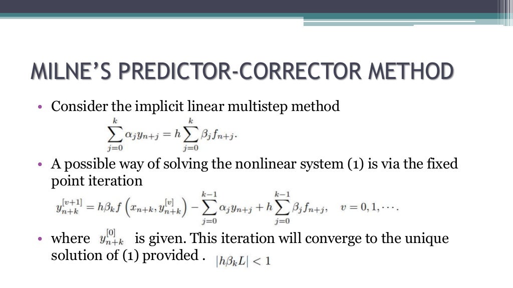 Milne S Predictor Corrector Method