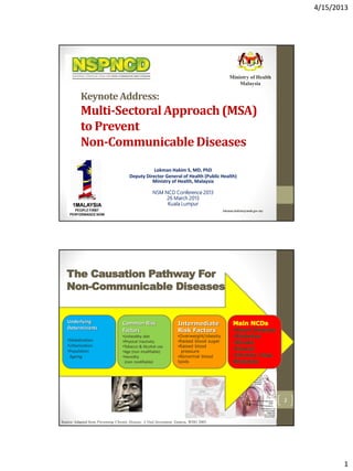NSM-NCD2013 Keynote Address - Multi-Sectoral Approach(MSA) to Prevent ...