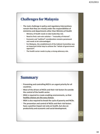 NSM-NCD2013 Keynote Address - Multi-Sectoral Approach(MSA) to Prevent ...