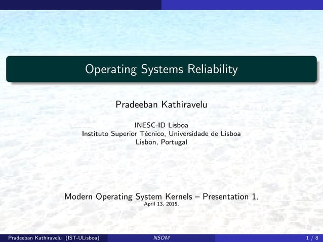 Operating Systems Reliability | PPT