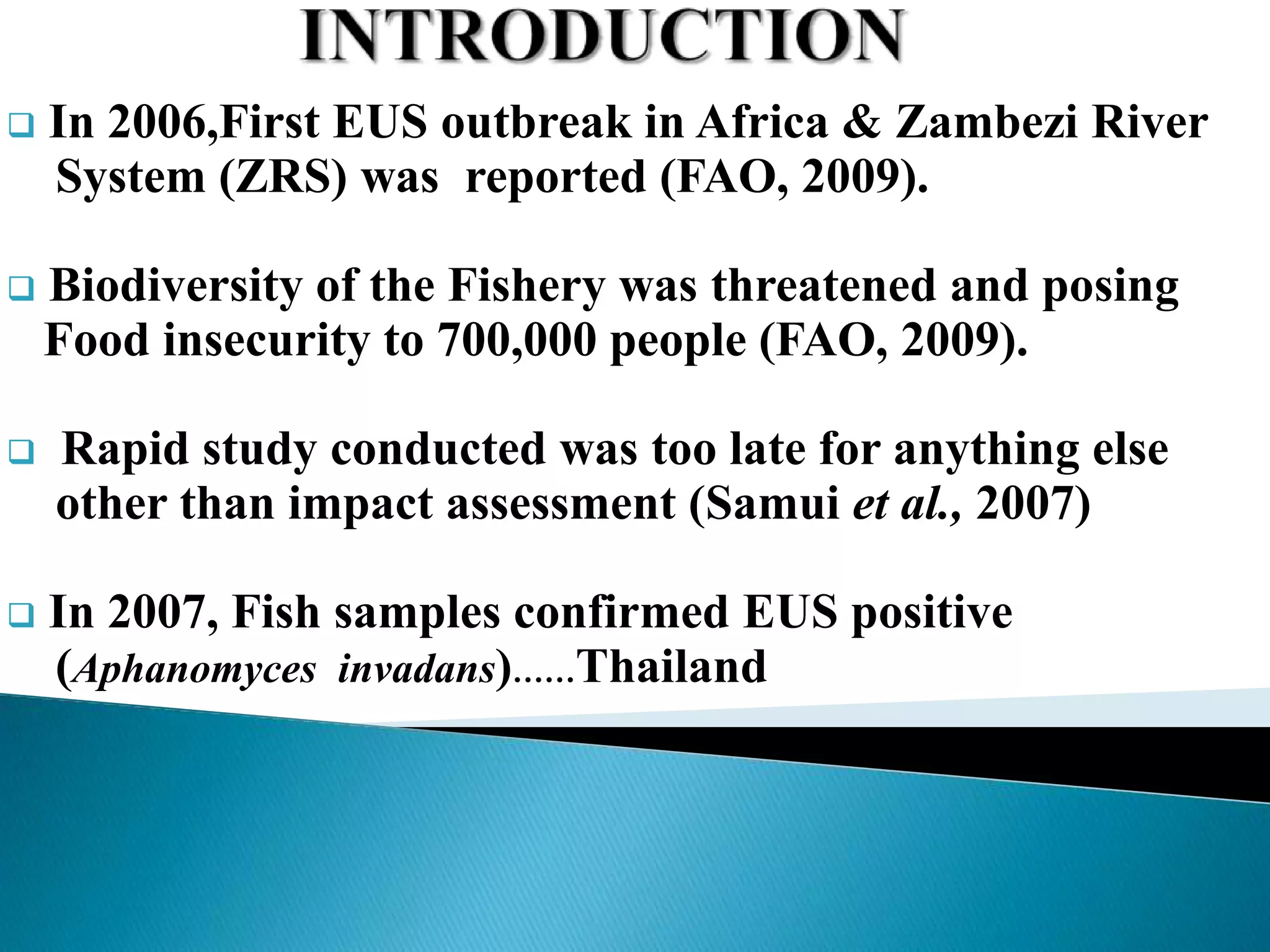 Epidemiology of Epizootic Ulcerative Syndrome (EUS) in the Zambezi ...