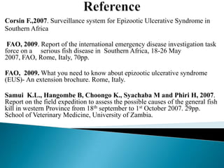 Epidemiology of Epizootic Ulcerative Syndrome (EUS) in the Zambezi ...