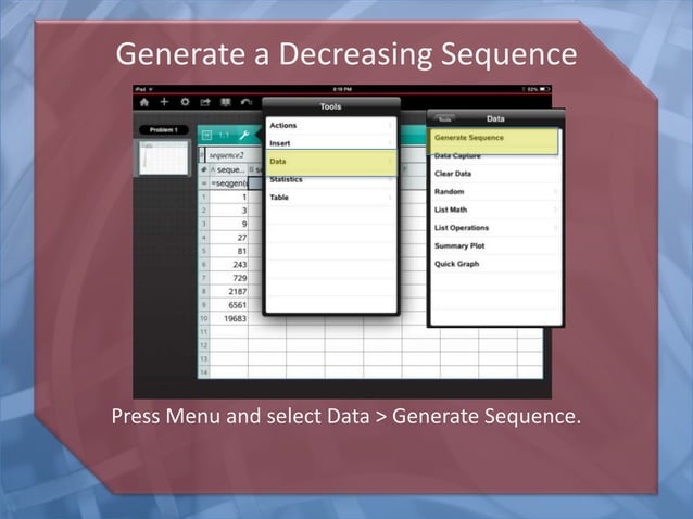 Nspire--iPad App--Geometric Sequences | PPT