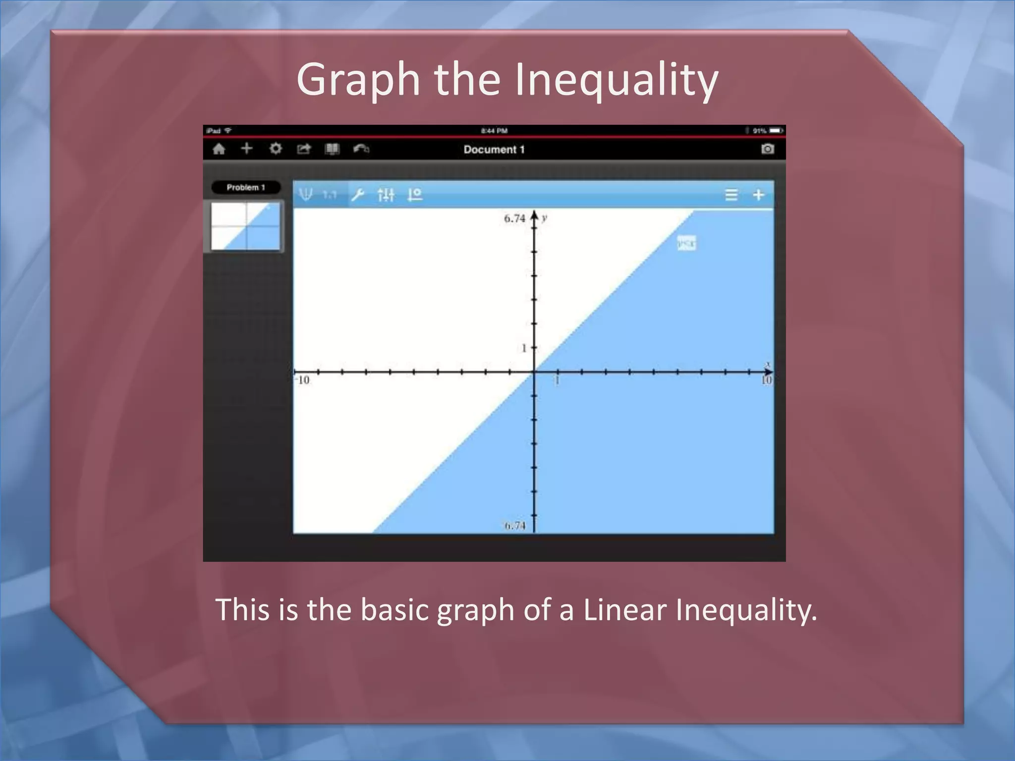 Nspire--iPadAppTutorial--Graphs of Linear Inequalities | PPT