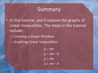 Nspire--iPadAppTutorial--Graphs of Linear Inequalities | PPTX ...