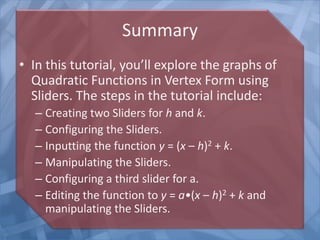 Nspire--iPadAppTutorial--Quadratic Functions in Vertex Form with ...