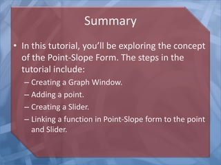 Nspire--iPadAppTutorial--Point Slope Form | PPT
