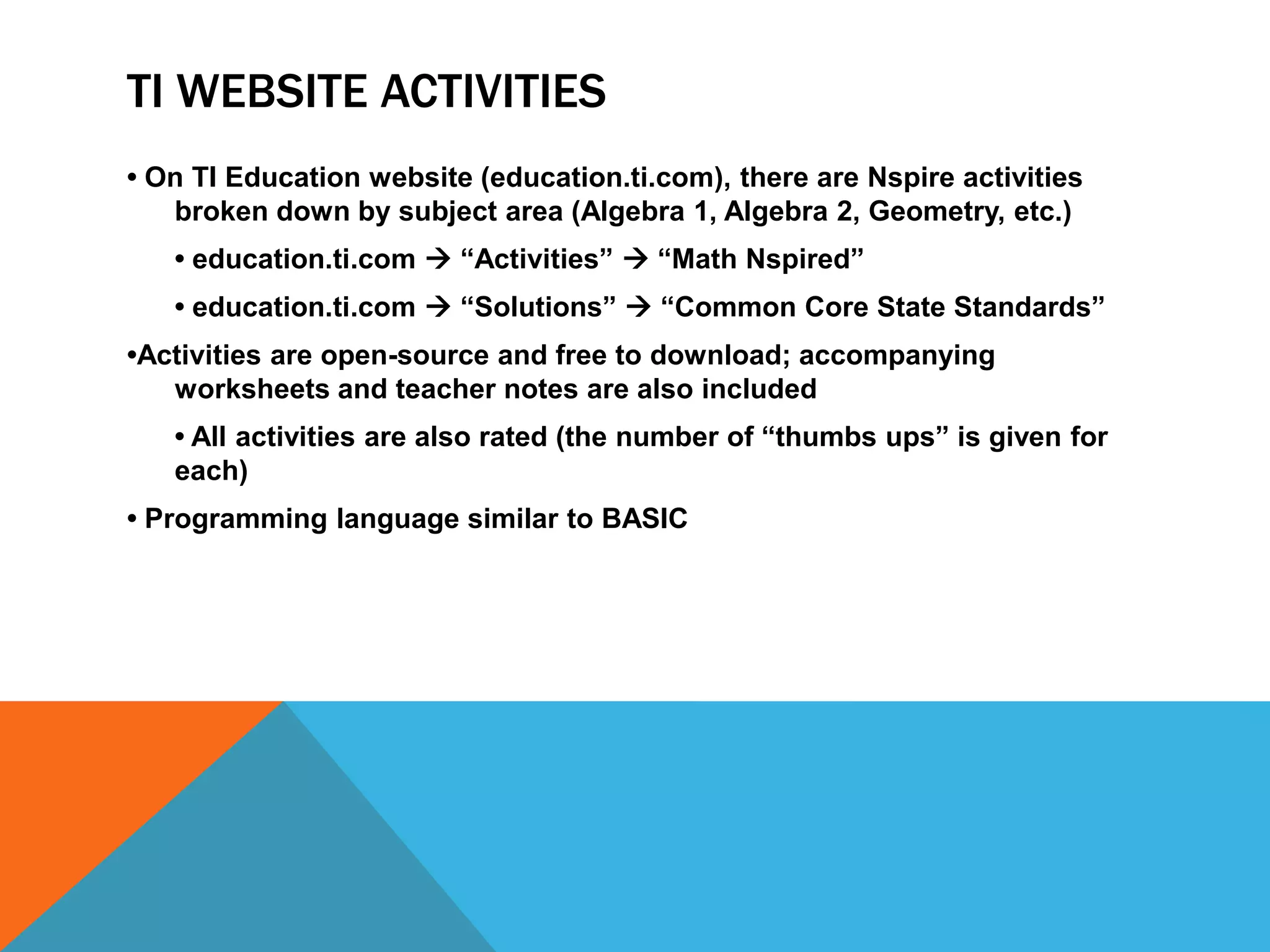 TI-Nspire Presentation | PPT