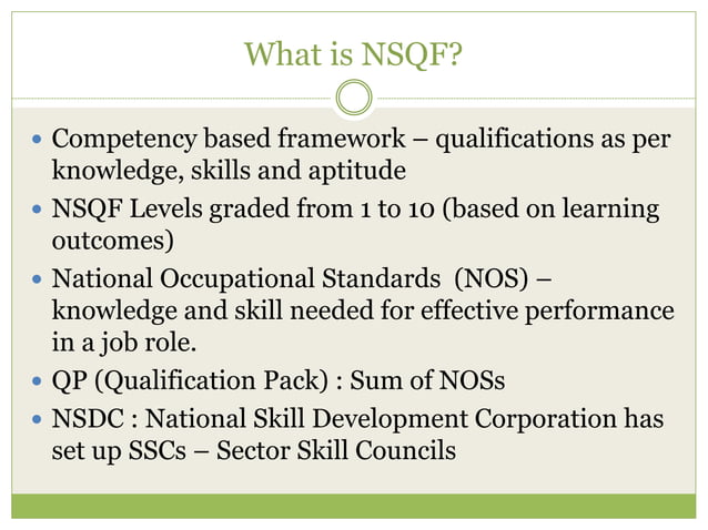 National Skill Qualification Framework | PPTX
