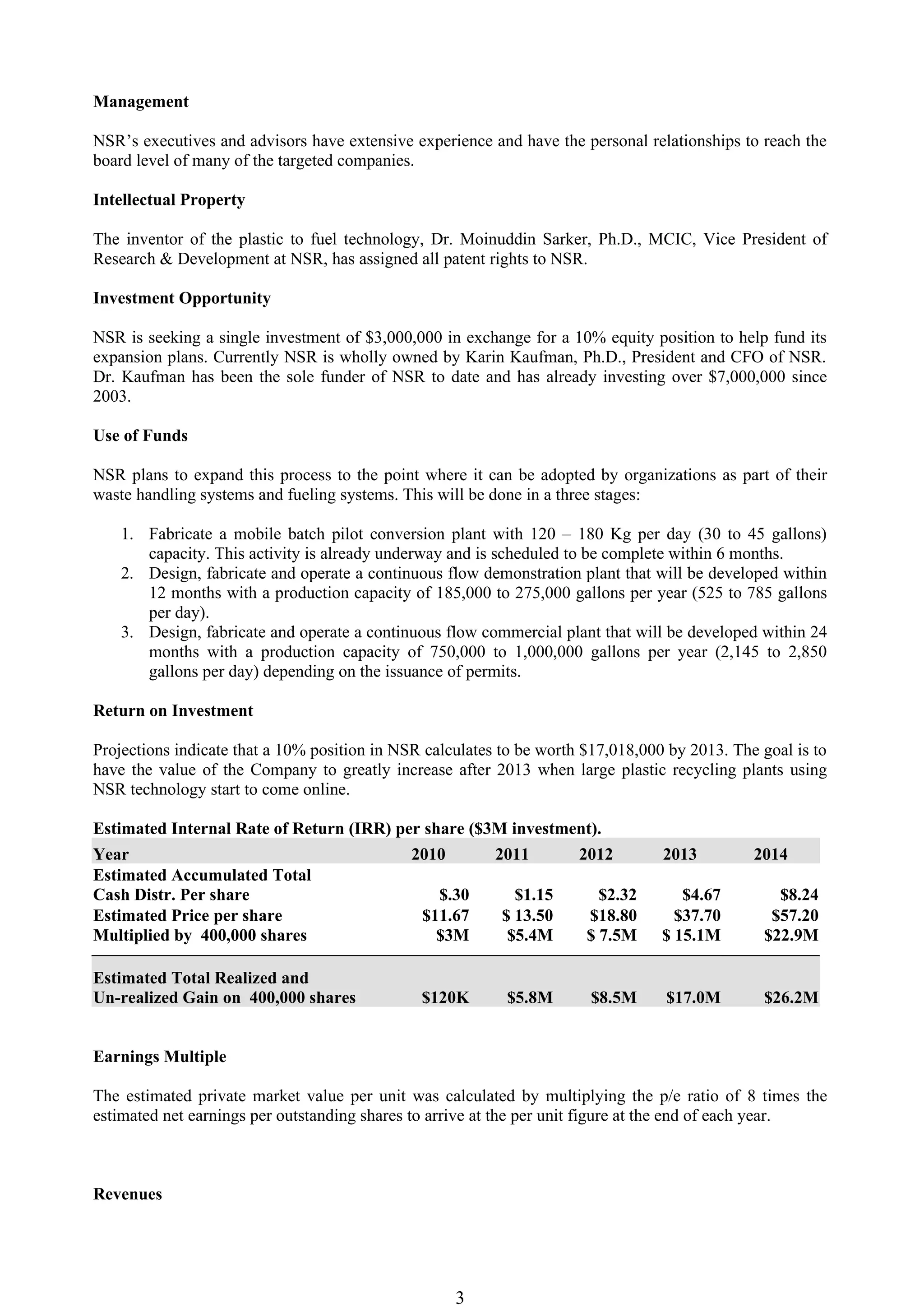 Nsr Executive Summary | DOC