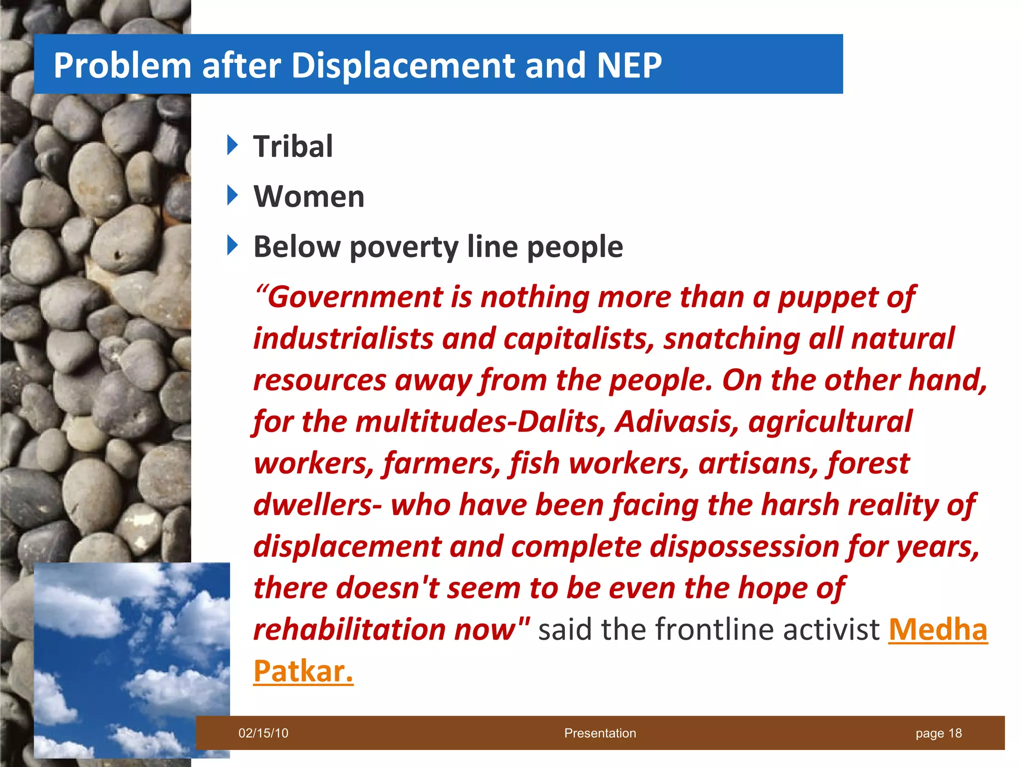 National scenario on rehabilitation and resettlement | PPT