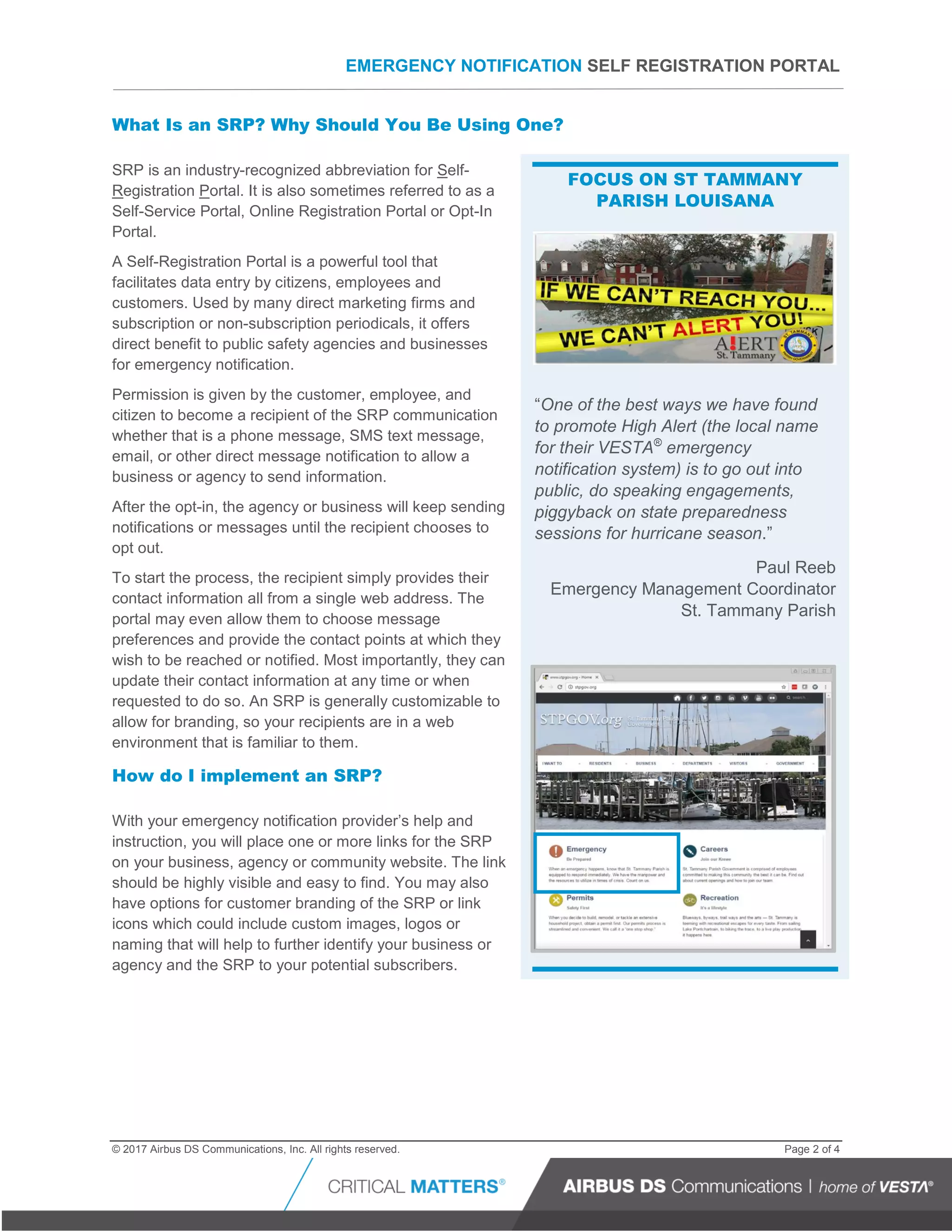 Self Registration Portal for Emergency Notification Systems | PDF