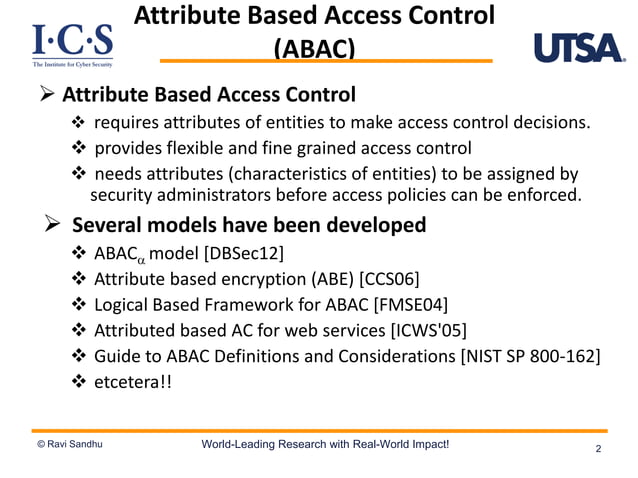 Attribute Based Access Control and Administrative Model | PPT