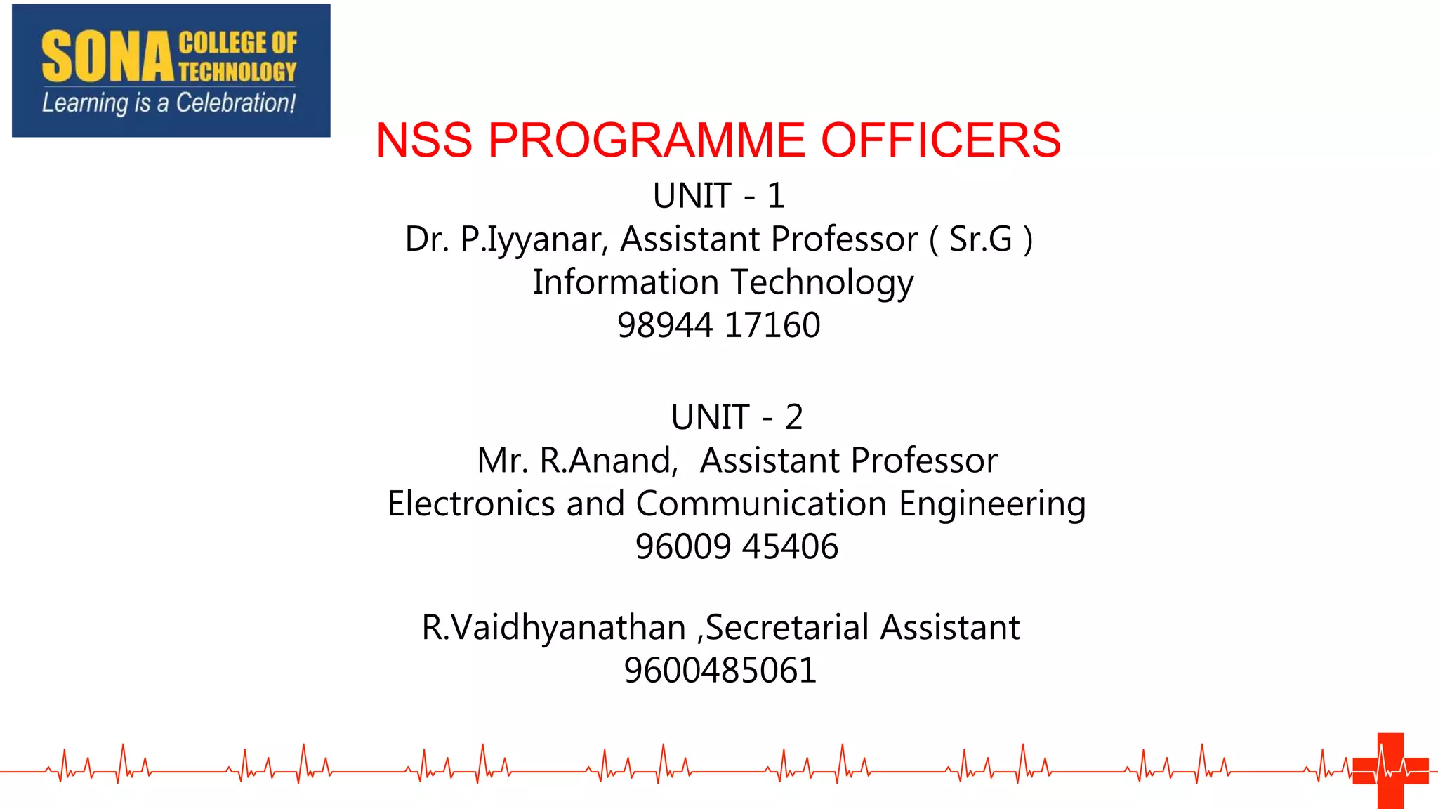 Sona NSS ( National Service Scheme ) Achievements 2020 | PPTX