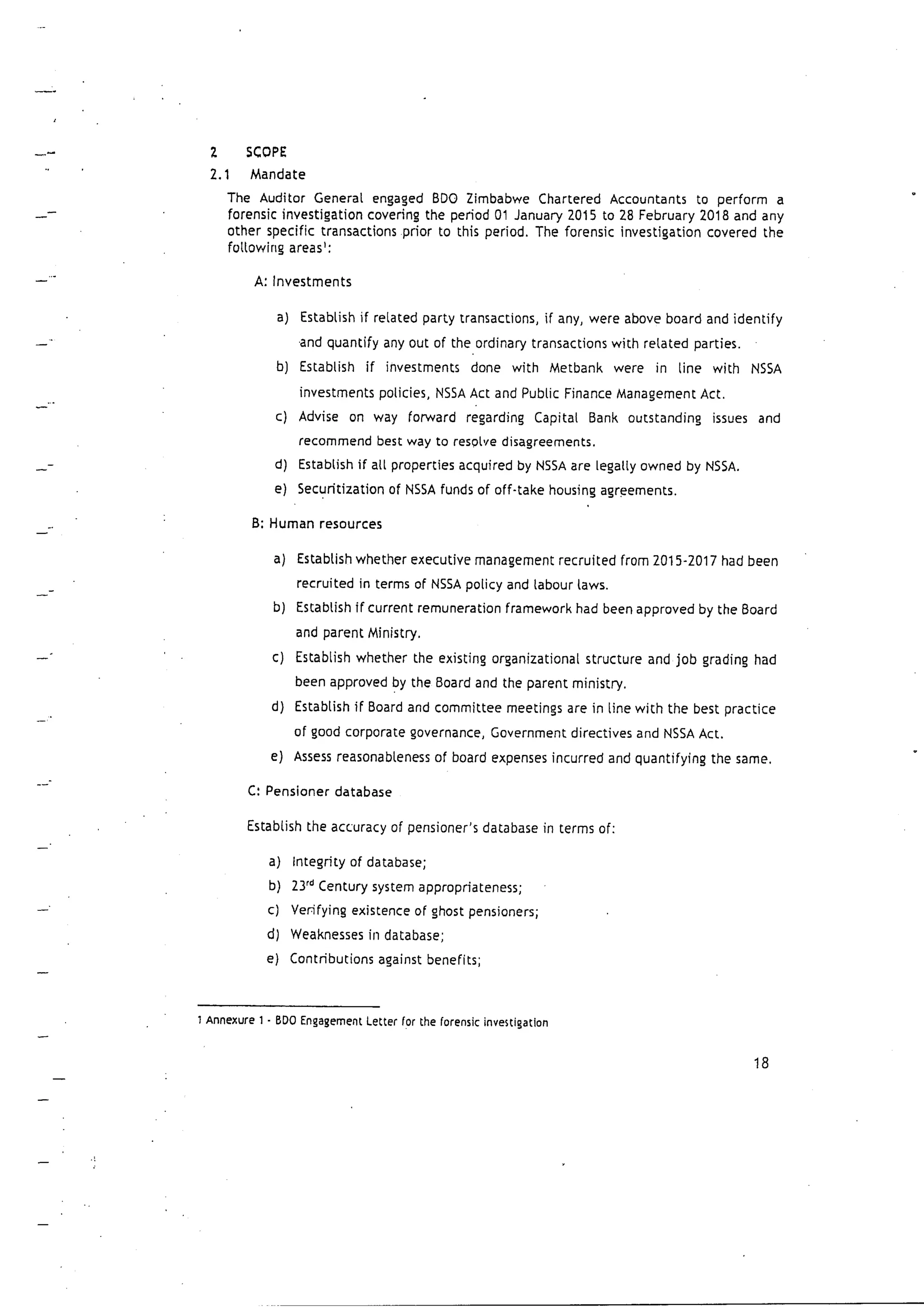 NSSA Zimbabwe Forensic Audit Report | PDF