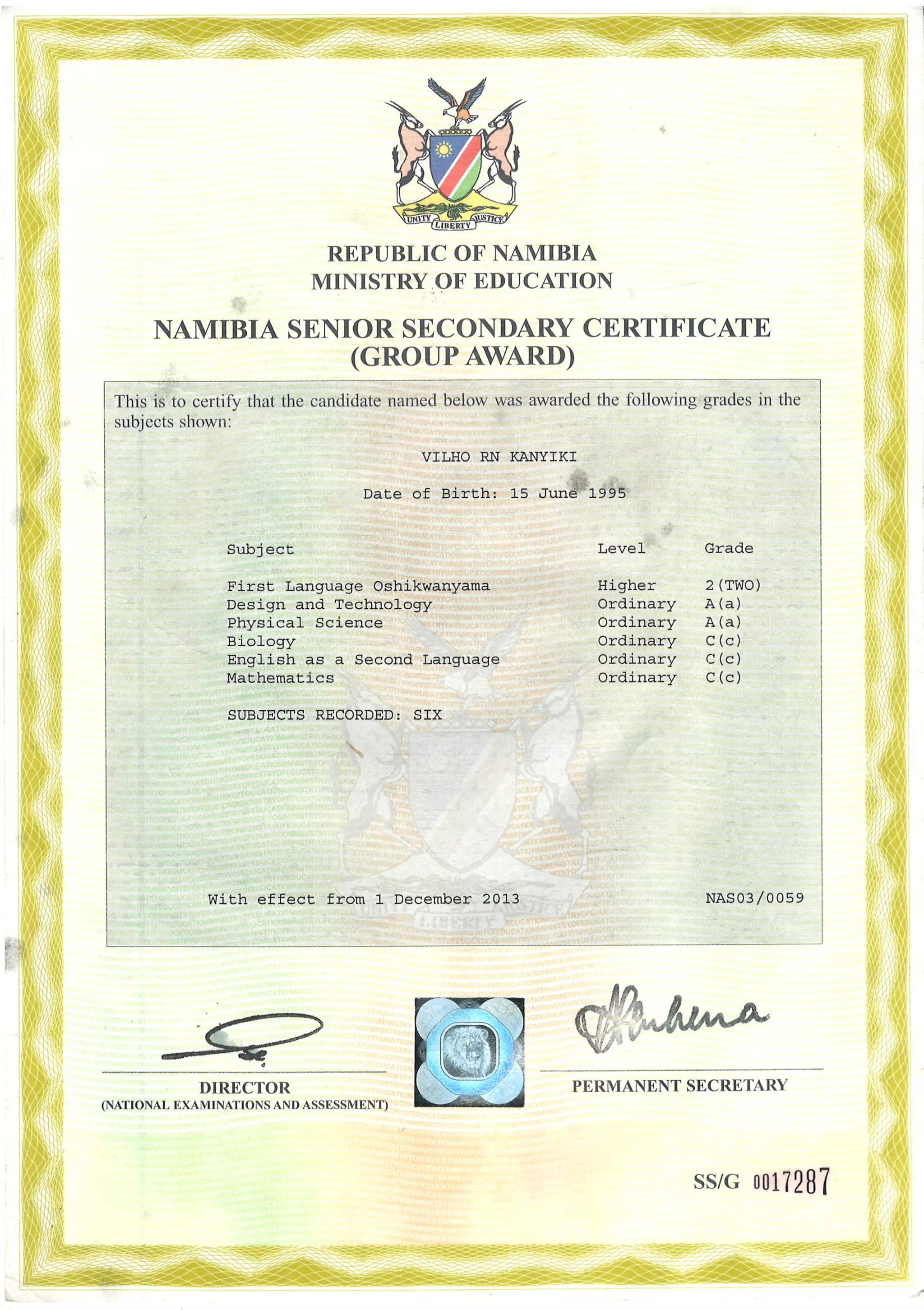 Nssc certificate | PDF