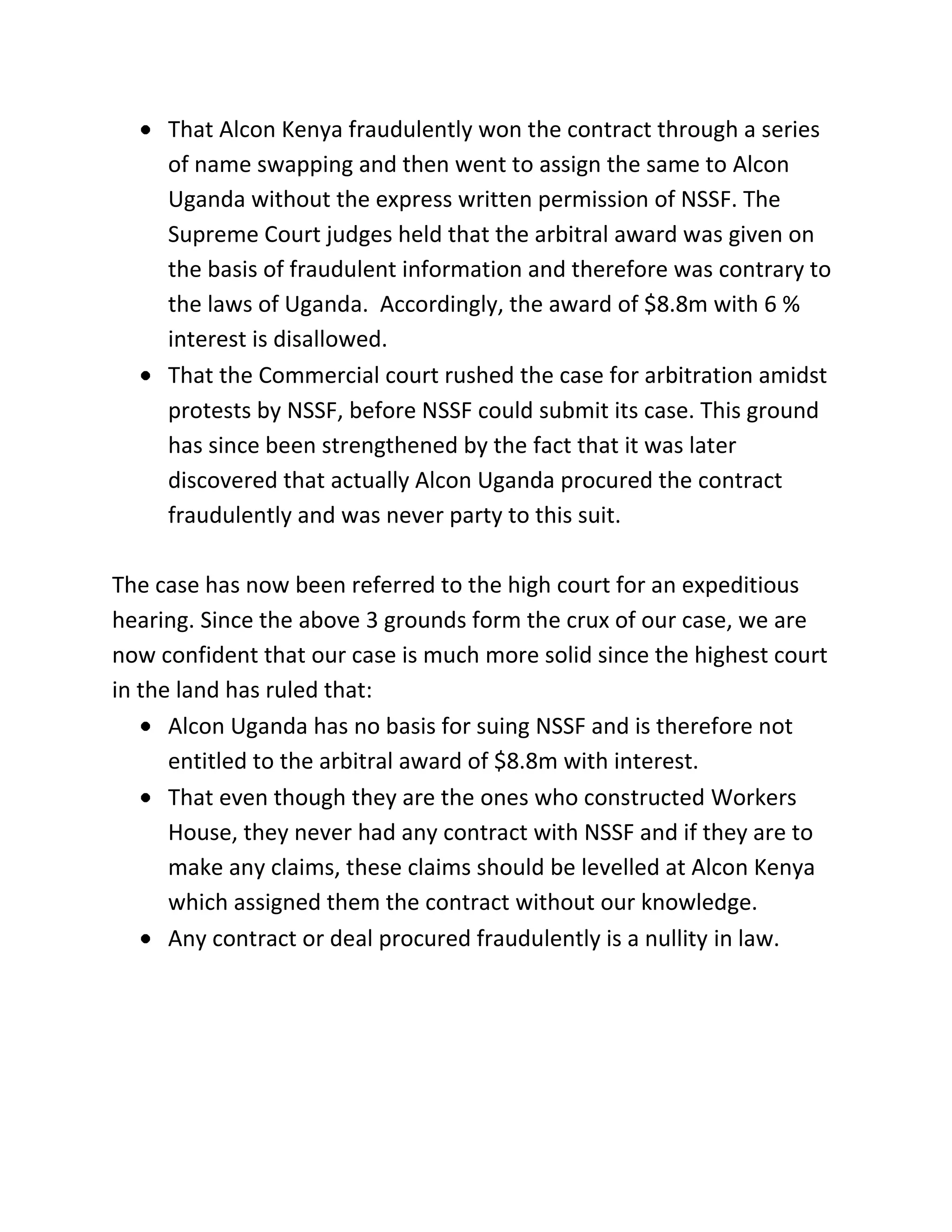 NSSF Wins Supreme Court Appeal Against Alcon International | DOCX