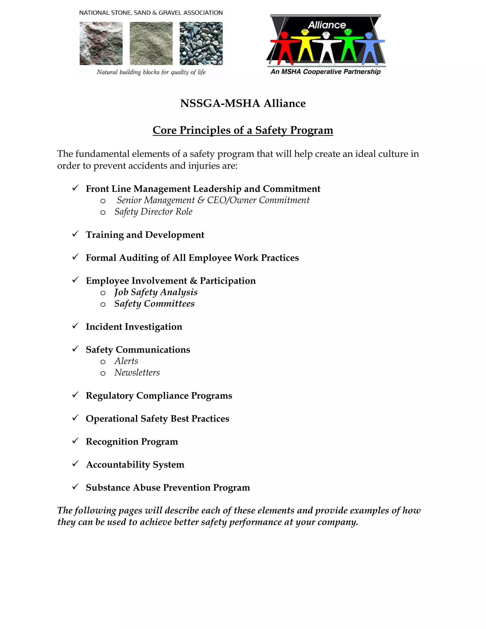 Nssga alliance coresafetyprinciples | PDF