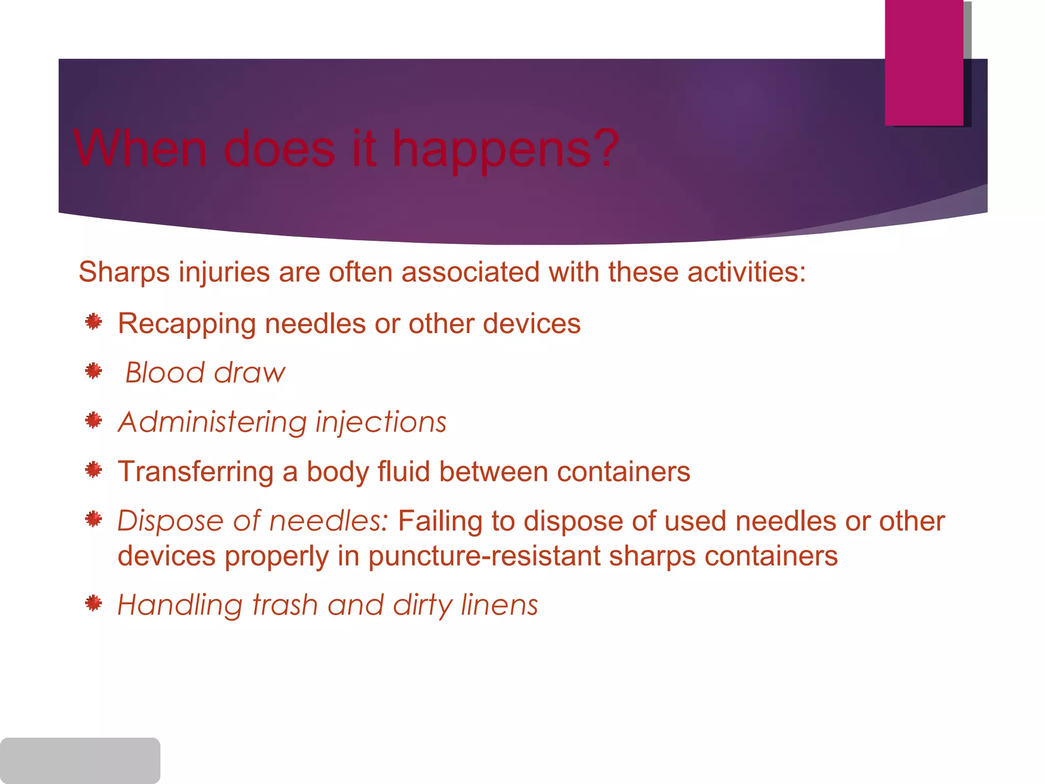 Needle stick, splash, spill | PPT | First Aid | Injuries