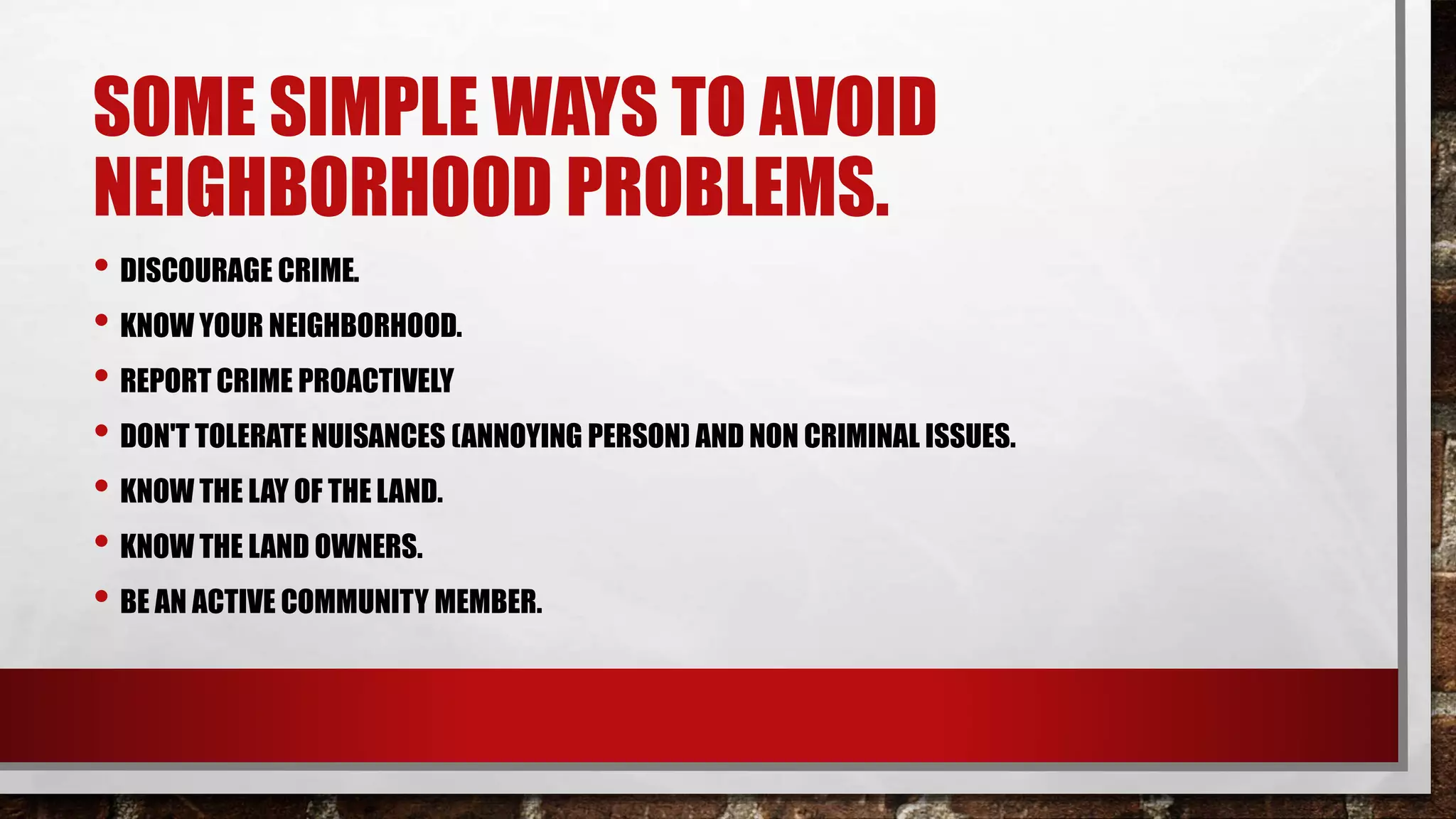 Neighborhood Problems | PPTX