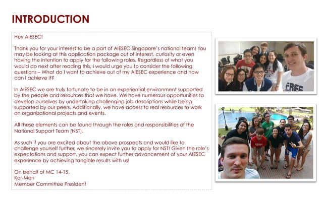 1415 | Singapore | AIESEC NST Application Package | PDF